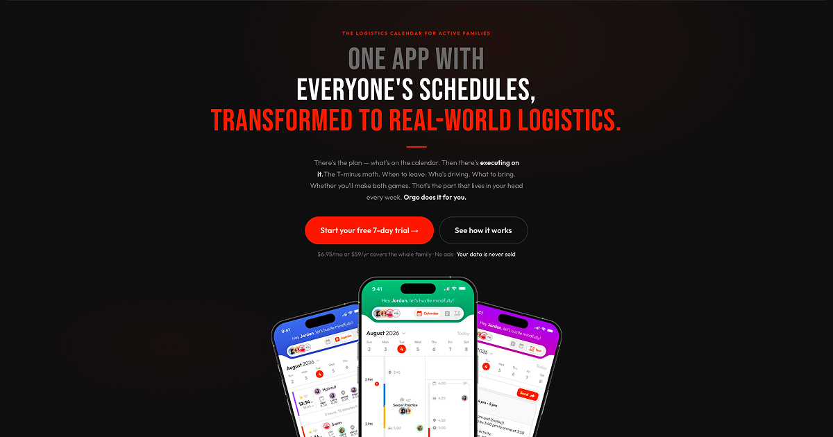Orgo. The Logistics Calendar for Active Families
